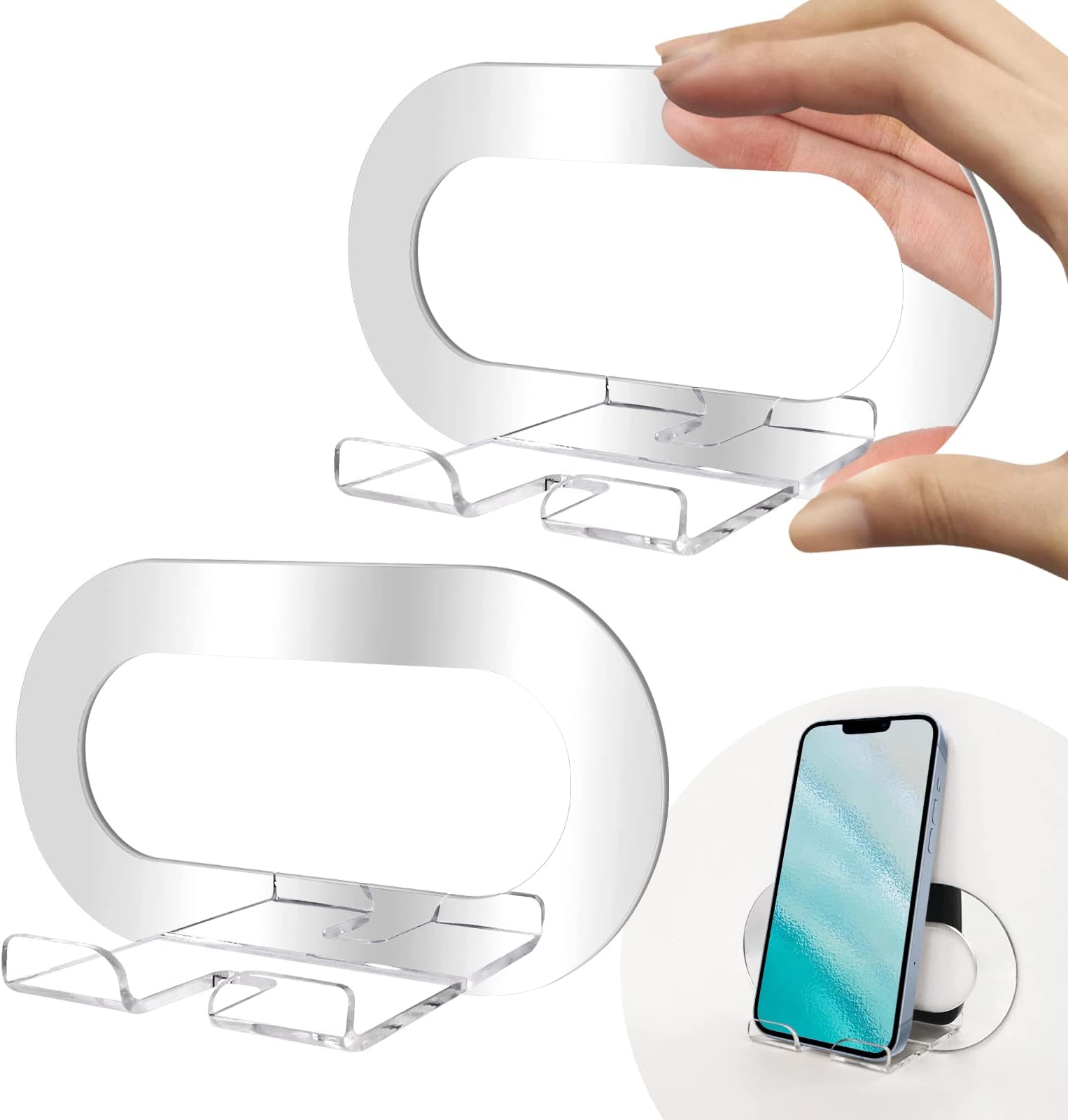 Amazon.com: Daily Treasures 2Pcs Mirror Wall Phone Holder, Adhesive ...