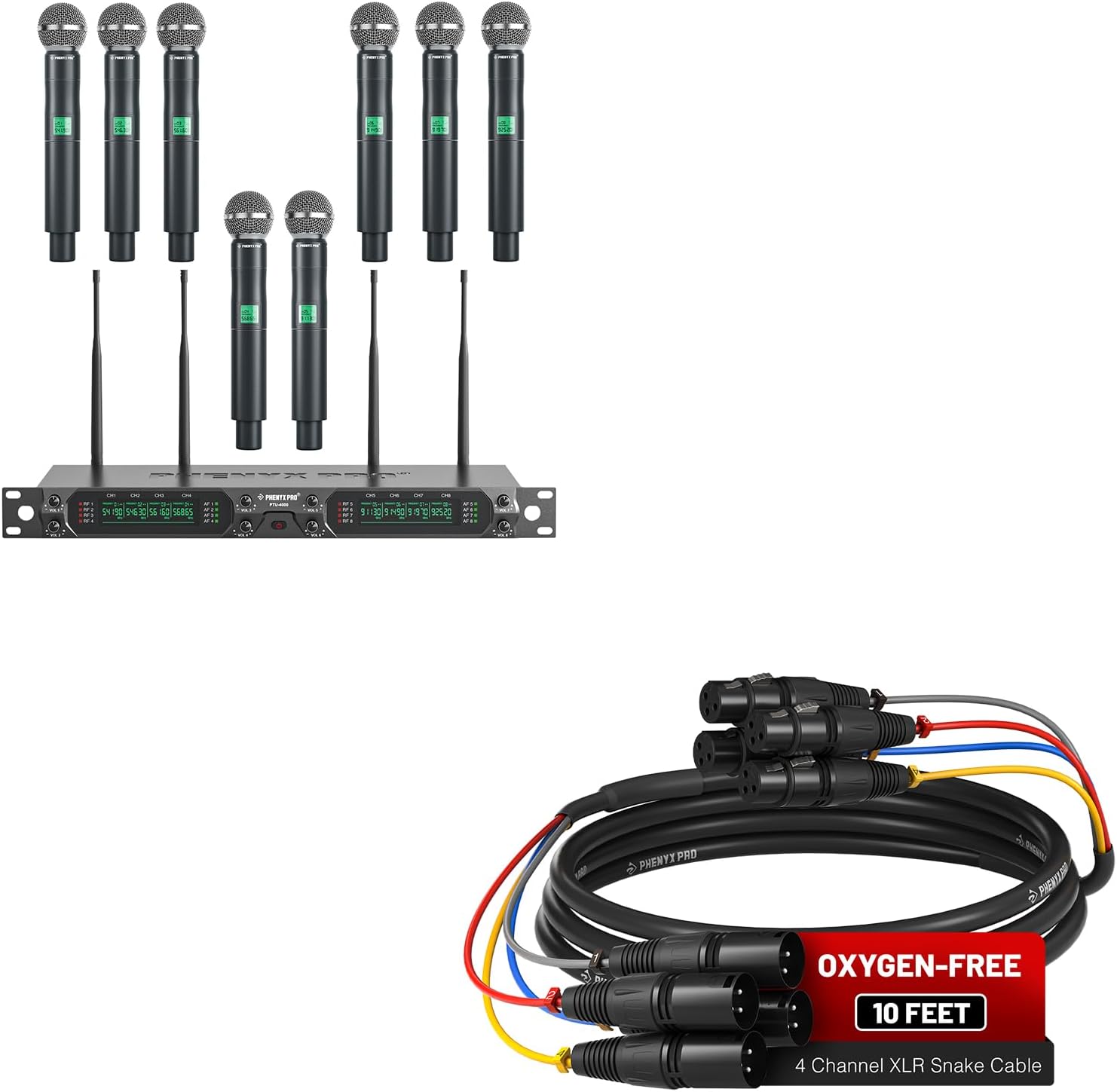 Amazon.com: Phenyx Pro Wireless Microphone System, 8-Channel UHF ...