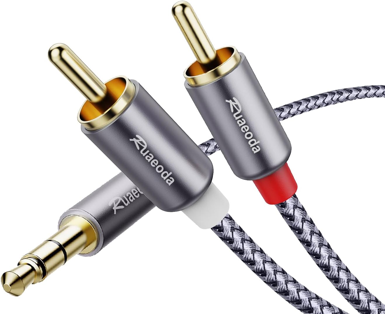 Amazon.com: Nanxudyj 3.5mm to 2RCA Audio Cable 1ft, Nylon-Braided AUX ...
