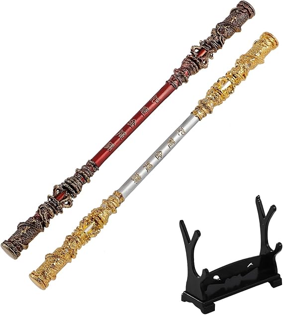 Amazon.com: 2pcs Monkey King Staff, Golden Cudgel Game Room Decor, Home Statue Crafts, Halloween ...