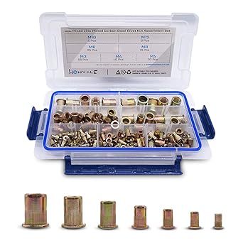 Metric Rivet Nuts 170 pcs, Zinc Plated Carbon Steel Rivnuts,Treaded ...