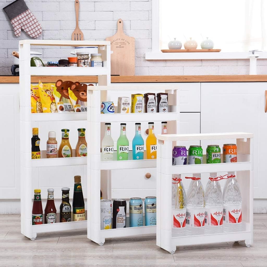 Amazon.com: Slide Out Storage Tower Rack - Kitchen Slim Mobile Shelving ...