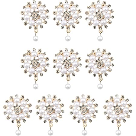 pengxiaomei 10 PCS Rhinestone Pearl Embellishments, Craft Pearl Flower ...