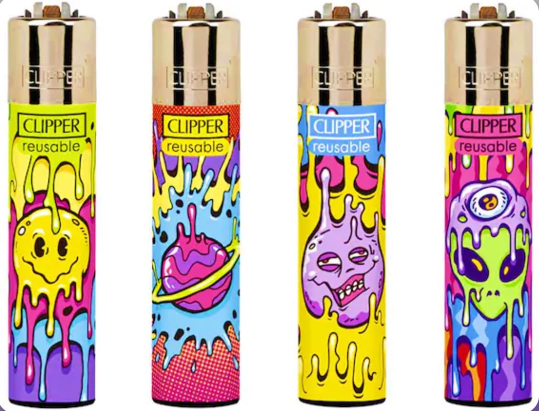 Amazon.com: Clipper Lighters - Collection of 4 - Refillable and Re-flintable - with Options to ...