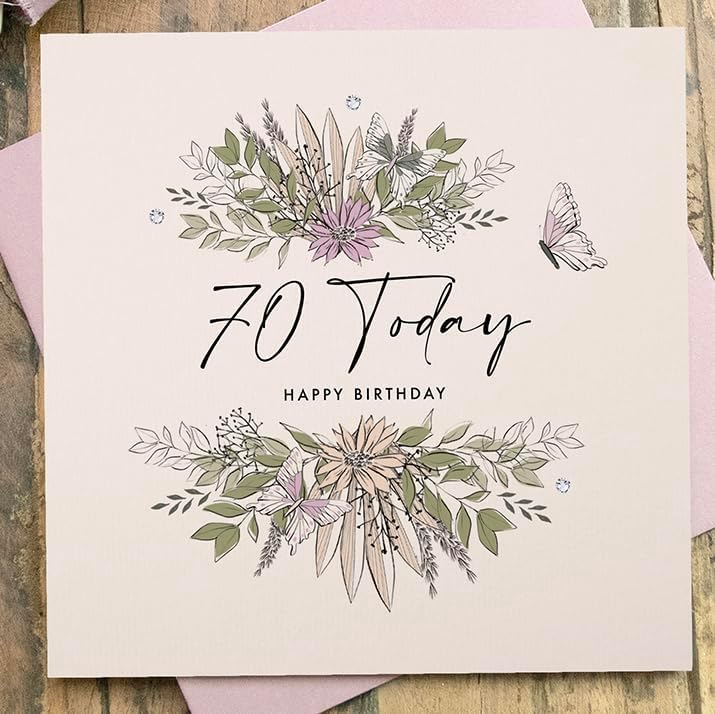 70 Today, Happy Birthday - Handfinished 70th Birthday Card with ...