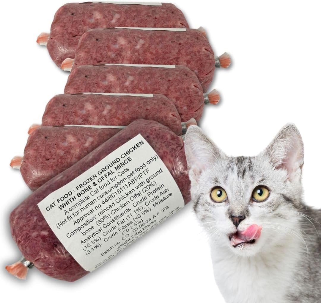 Raw Cat Food Frozen Chicken Mince 16X250g Chubs. BARF Diet- 4kg Box Pet ...