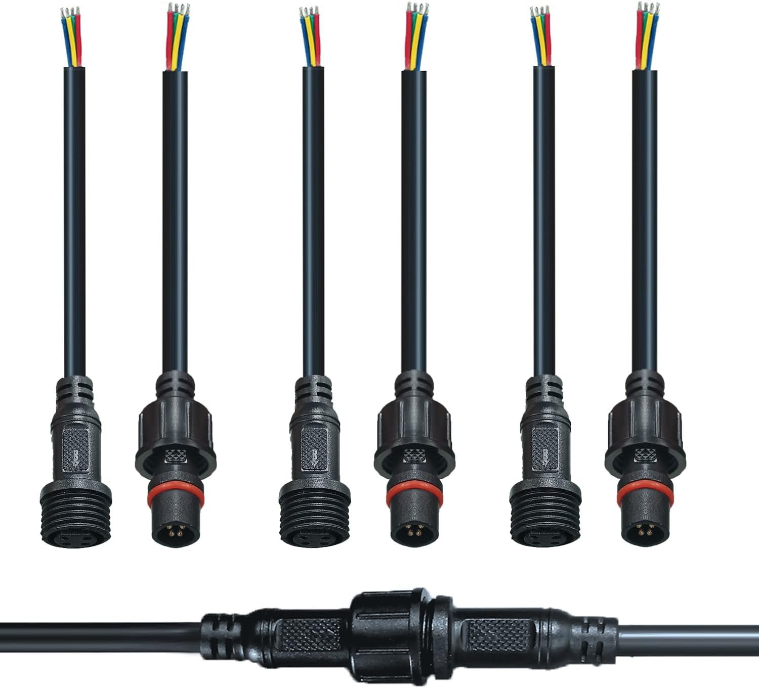 NEWNEWLIU 4Pin Waterproof Connector,4 Wire Electrical Connector,with ...