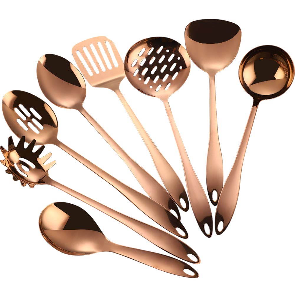 Amazon.com: Kelendle 8 Piece Stainless Steel Kitchen Utensil Set Rose ...
