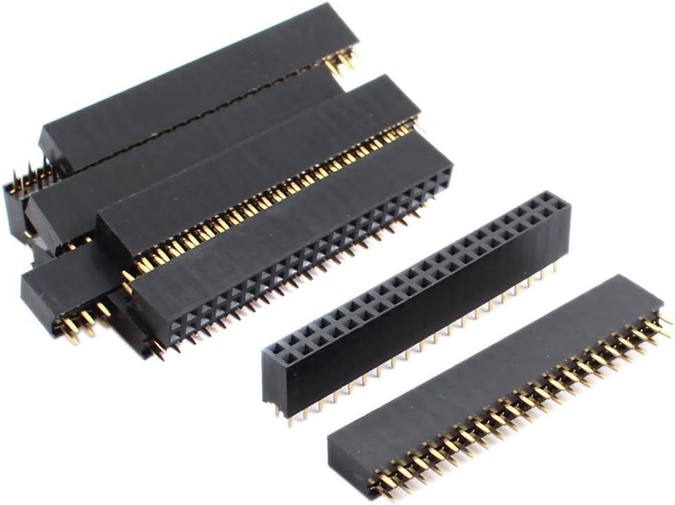 Amazon.com: uxcell 10 Pcs 2x20 Pin 2.54mm Pitch Dual Row Right Angle Female Headers : Industrial ...