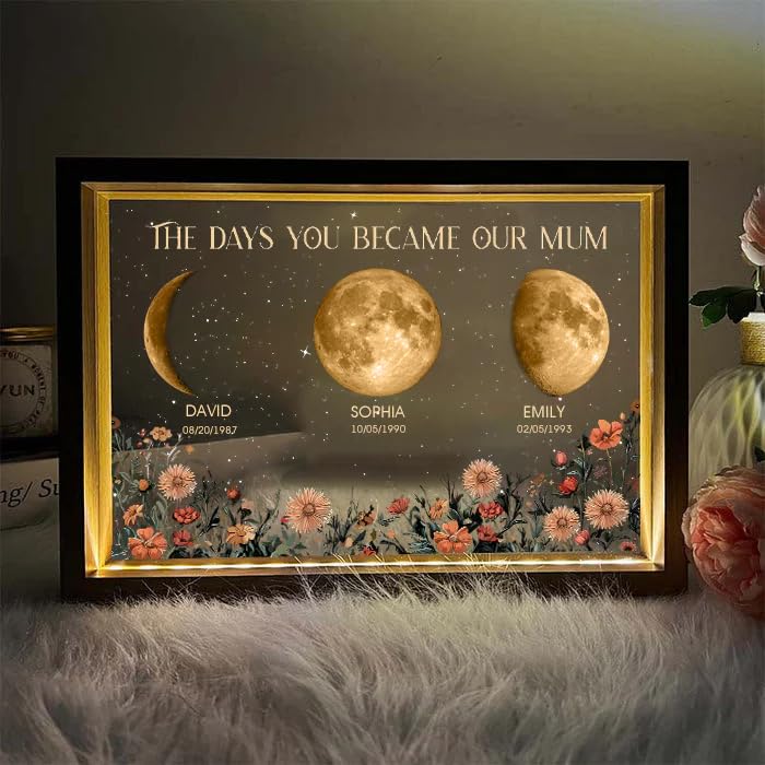 Amazon.com: Custom Moms Sky Moons Lighted Moon Picture with Kids Names ...