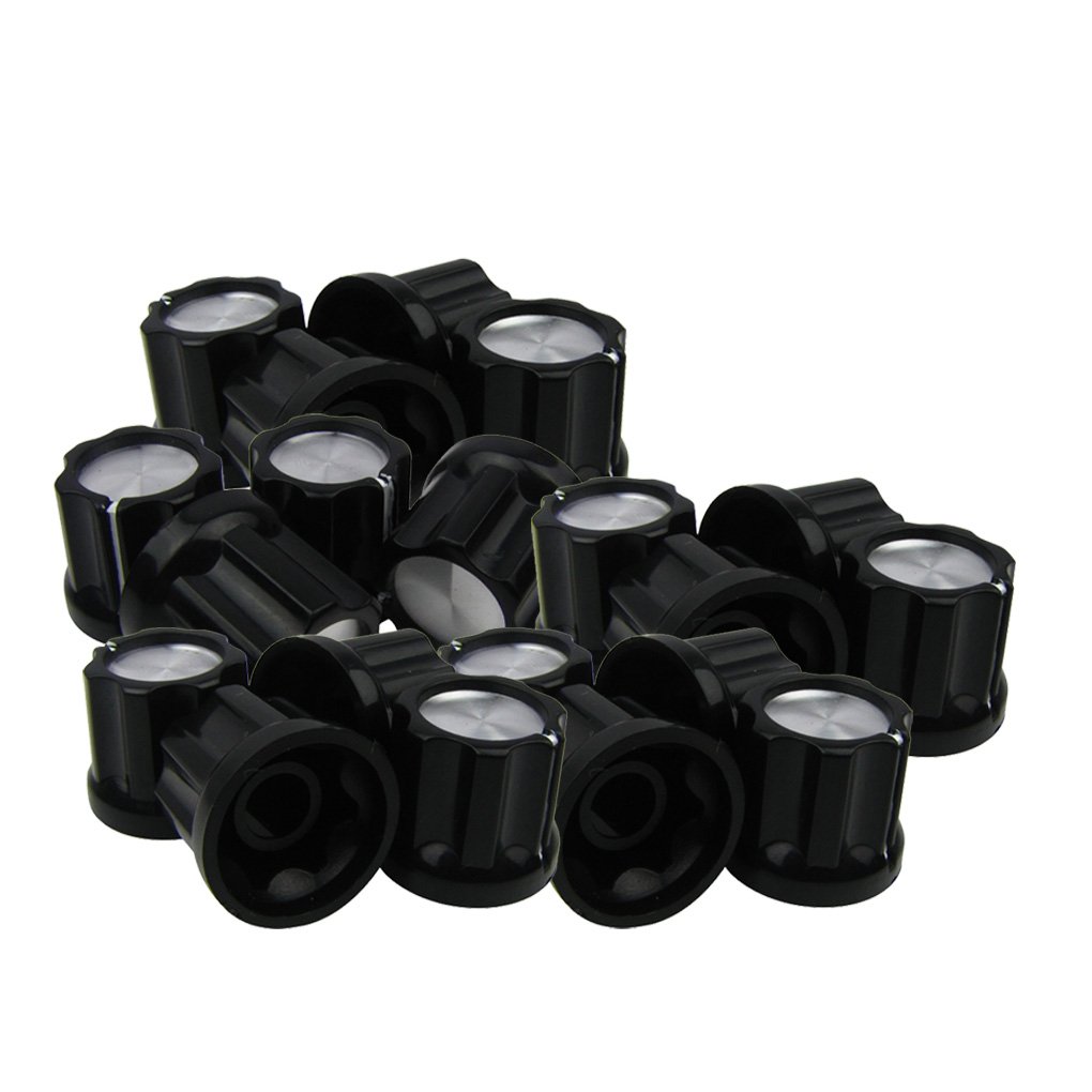 Snapklik.com : IKN 180 Black Cap Silver Top Guitar Bass Amp Knob ...