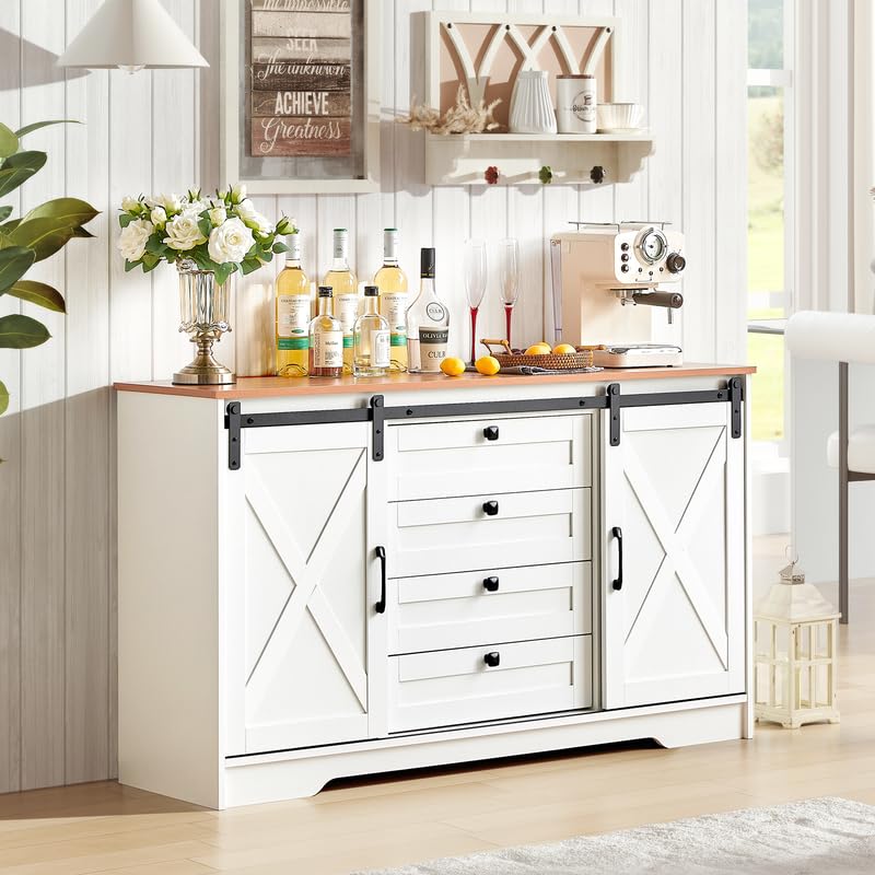 Amazon.com - Luoxiao White Large Sideboard Buffet Cabinet with Storage ...