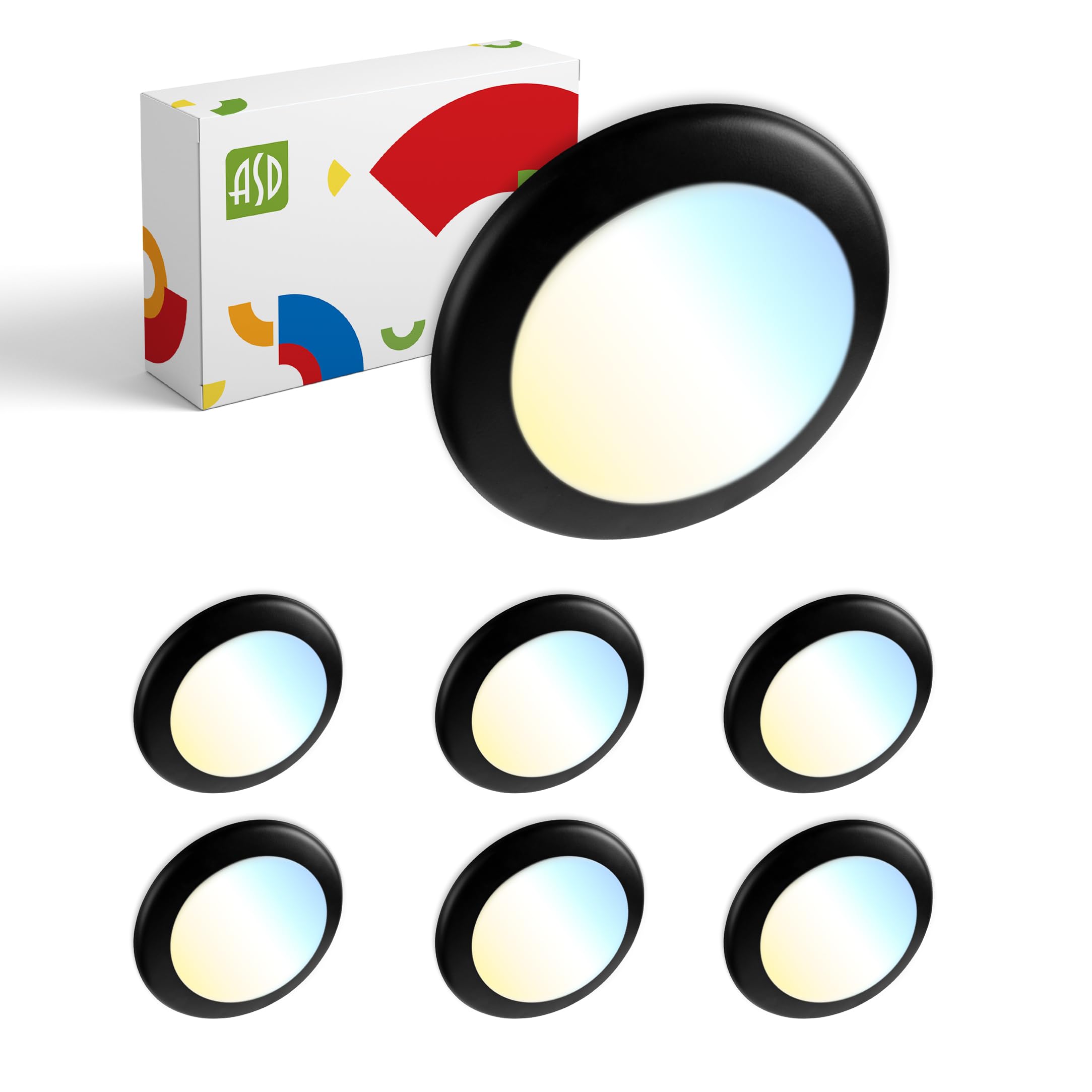 ASD 6 Pack LED Disk Lights 6 Inch, 15W 5CCT 2700K-5000K 1245LM ...