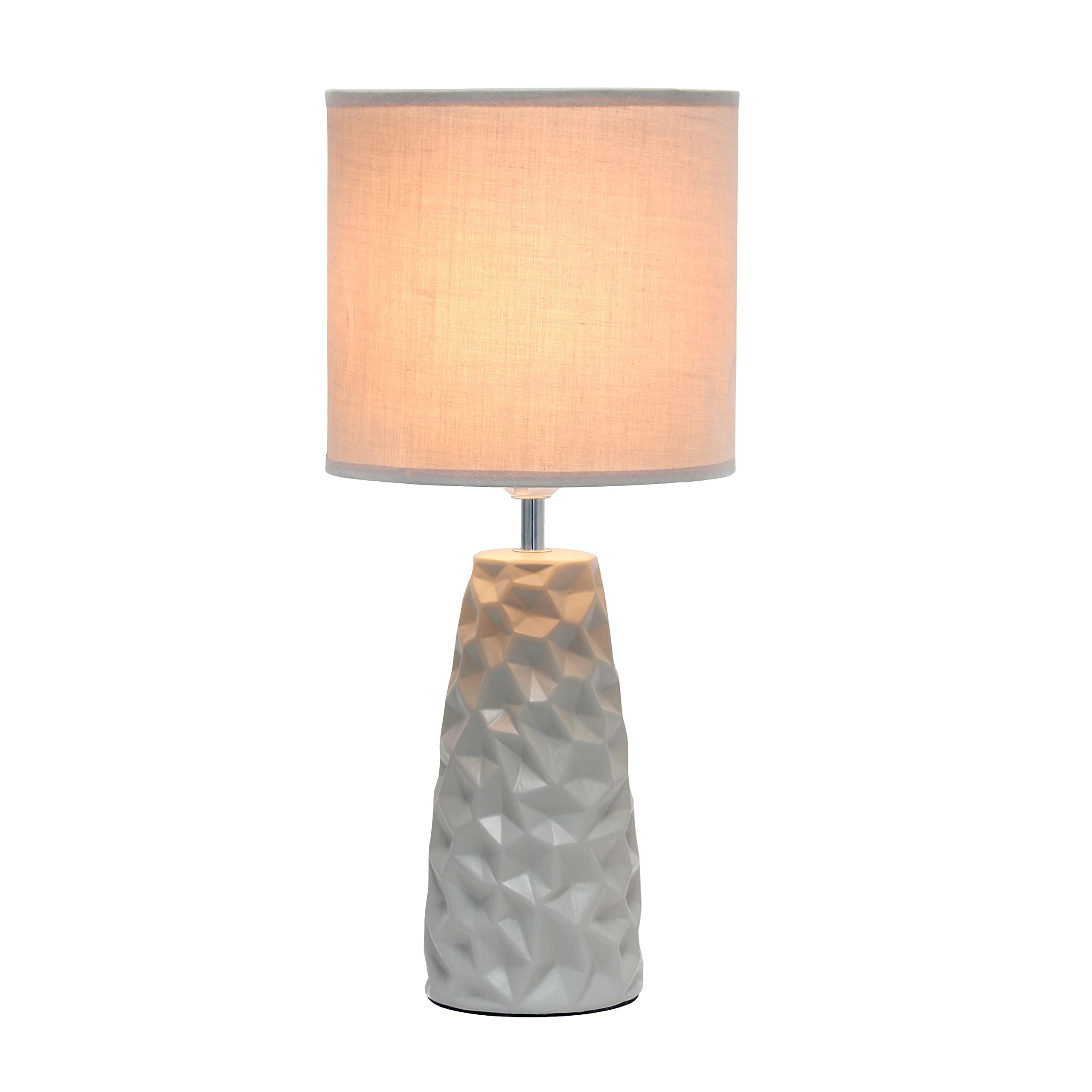 Simple Designs LT2083-GRY Sculpted Ceramic Table Lamp, Gray