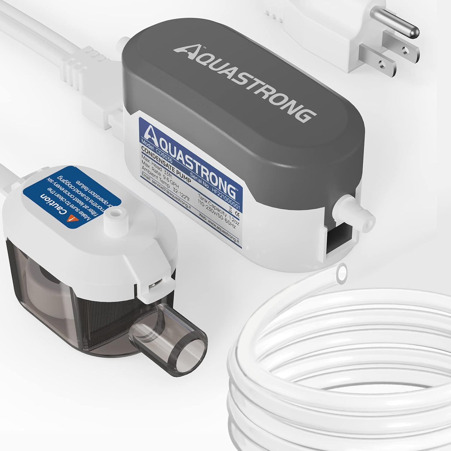 Aquastrong Mini Split Condensate Pump with Tubing, 9.6 GPH, 115V/230V ...