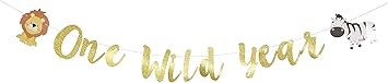 Amazon.com: Gold Glitter One Wild Year Banner,Wild One Birthday ...