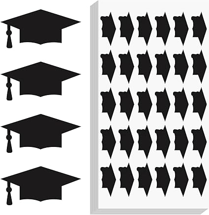 Amazon.com : Anwyll Graduation Cap Stickers,Black Graduation Hat ...