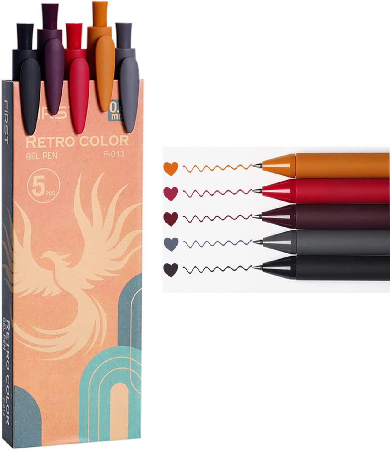 UCRAVO 0.5mm Fine Point Quick Dry Unique Vintage Color Pen | 5 Colors ...
