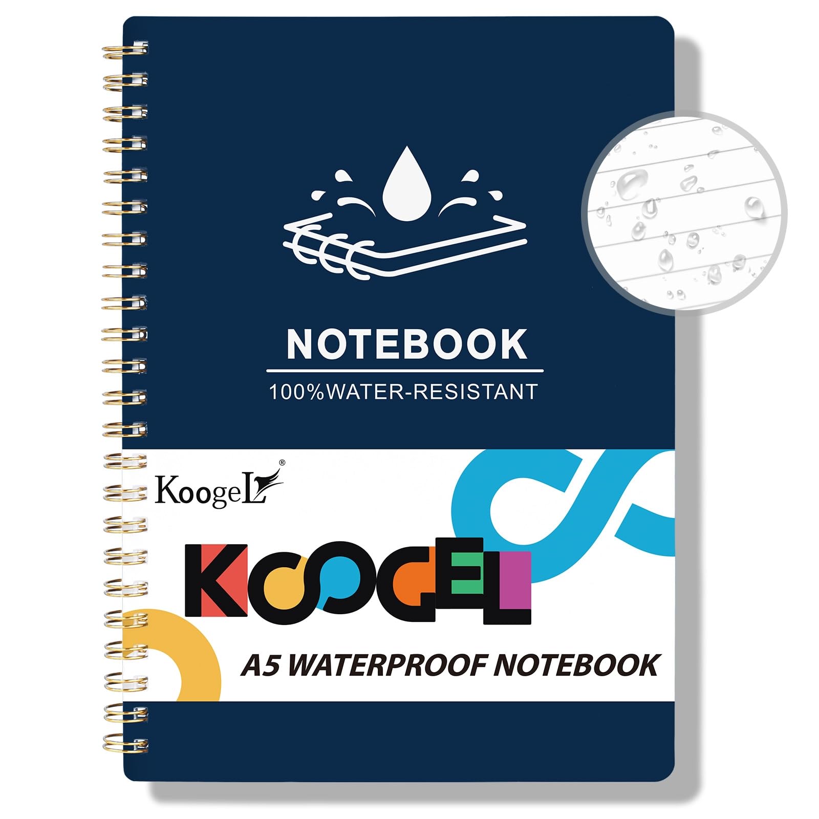 Amazon.com : Koogel Spiral Notebook A5, Waterproof Notepad Ruled ...