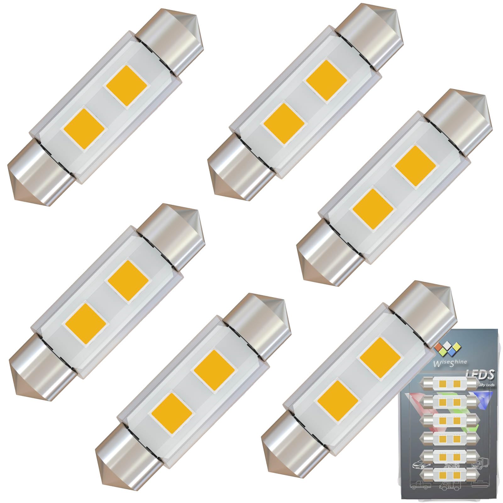 Amazon.com: Wiseshine Festoon 6418 6411 LED Bulb 38mm 3Watt,C5W LED ...