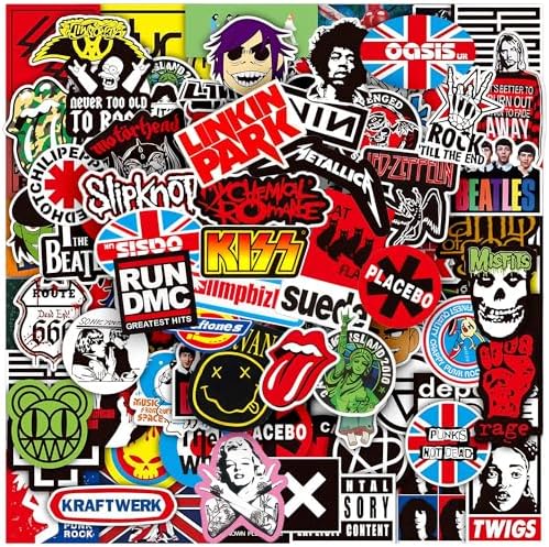 100 Pcs Rock Band Music Stickers – Durable and Waterproof Vinyl ...