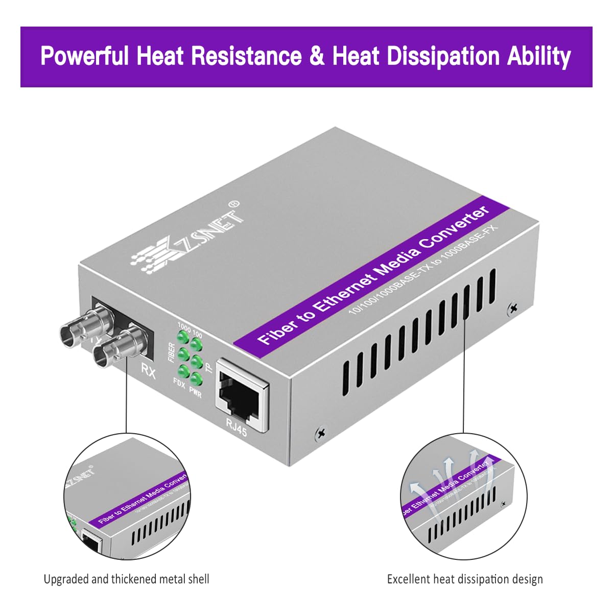 Snapklik.com : XZSNET A Pair Of Gigabit ST To RJ45 Converter, Single ...