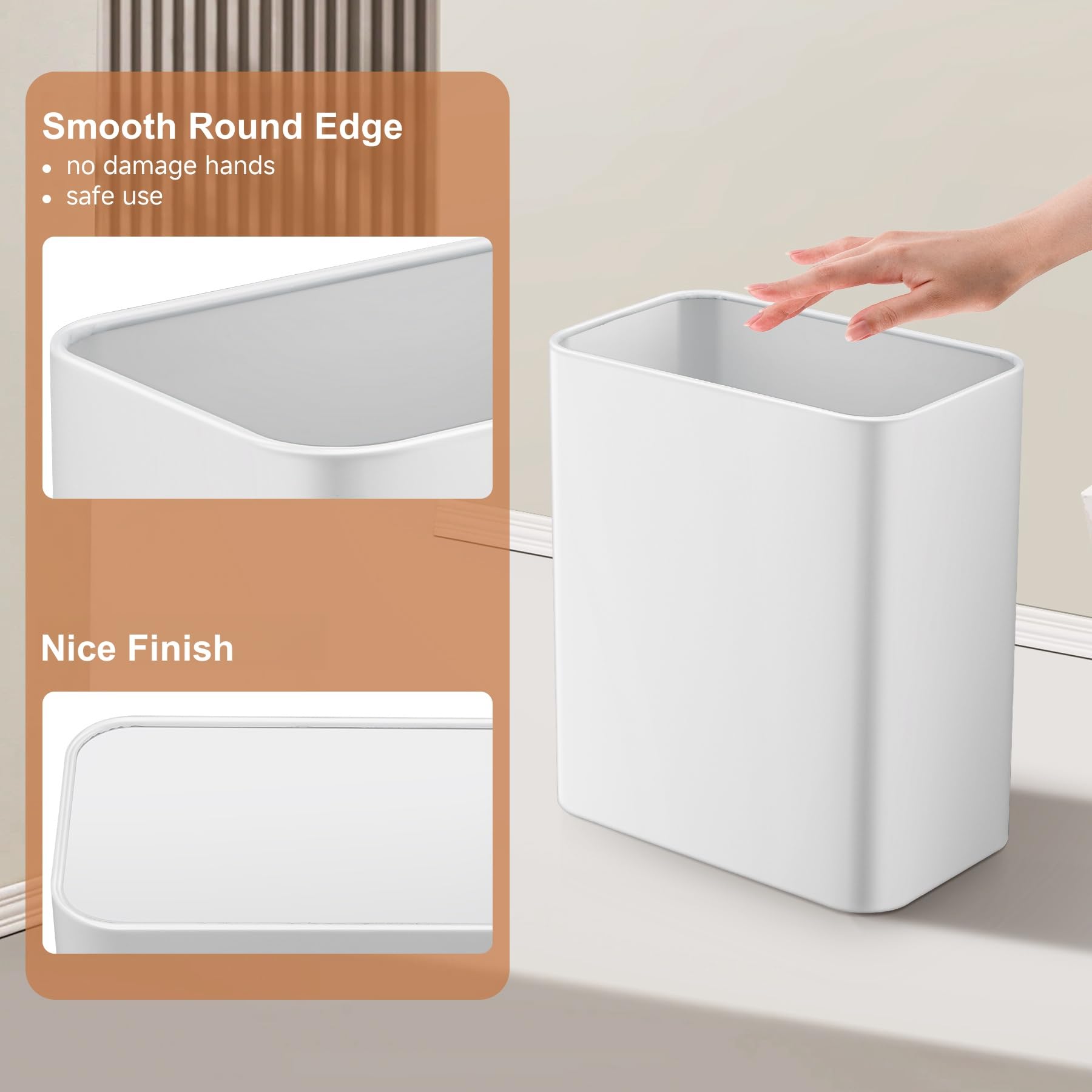 Snapklik.com : TIPGO Small Metal Trash Can, 2.1 Gallon Slim Trash Can ...