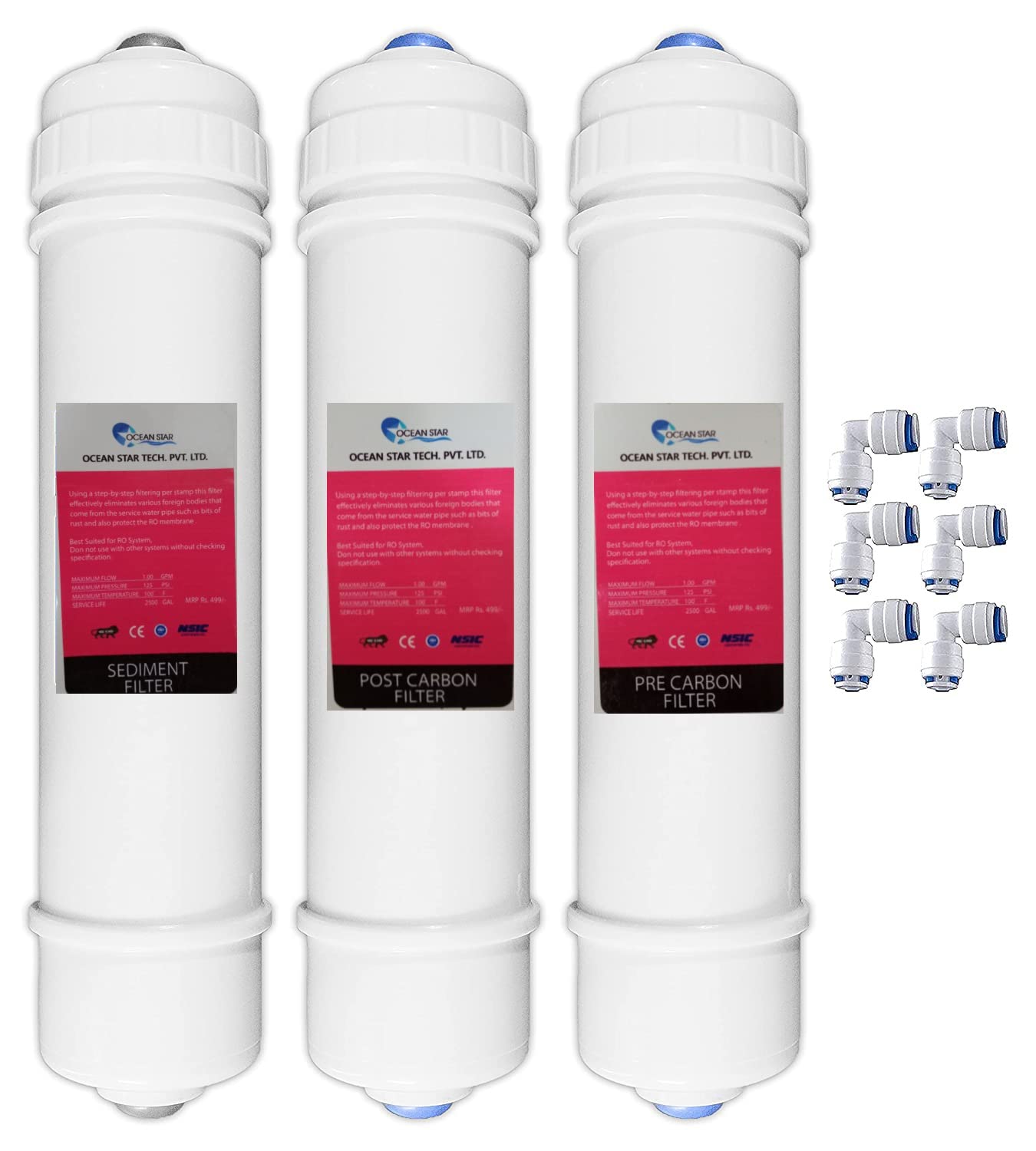 Buy Ocean Star Inline Filter Set Activated Carbon Filter for ro Water ...