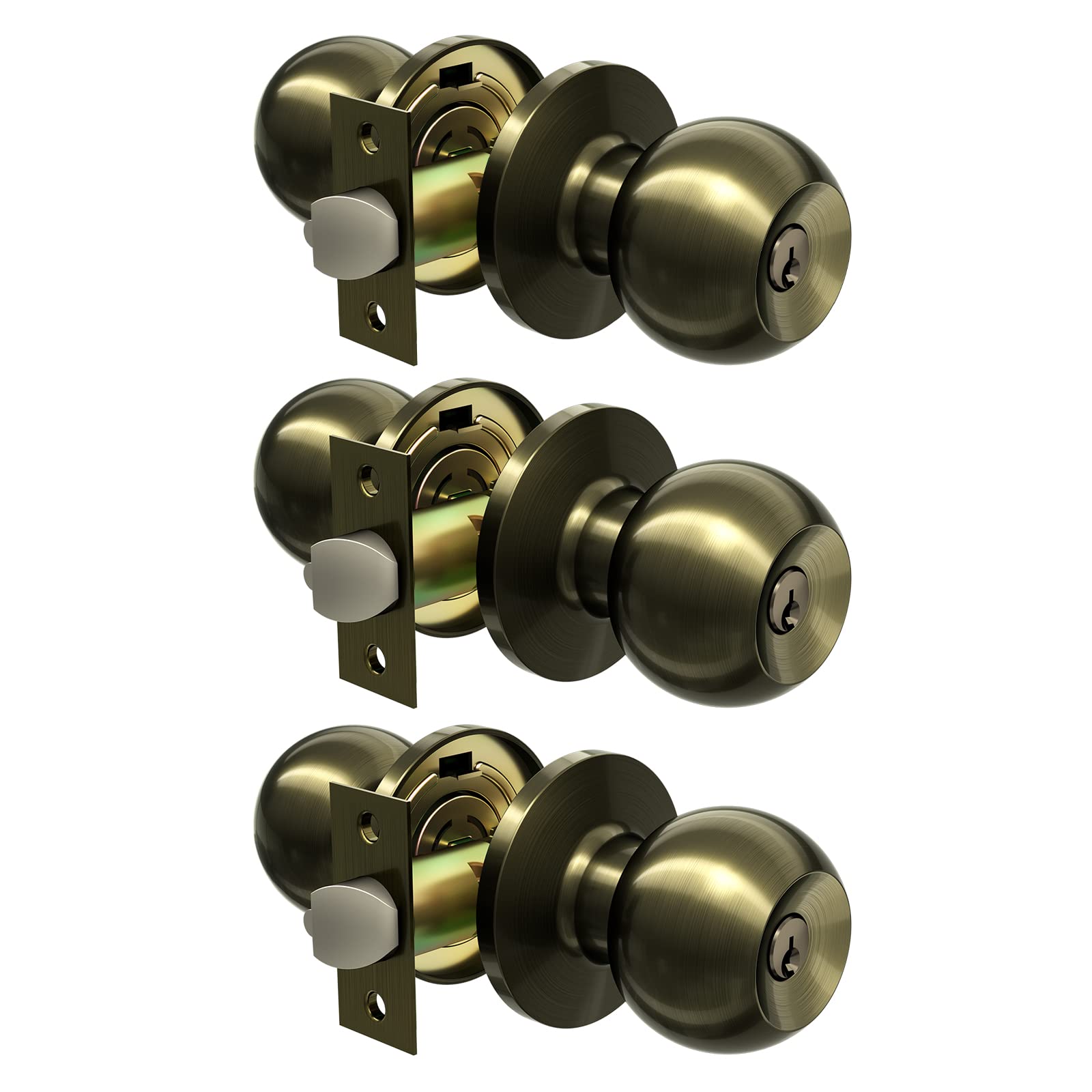 VICMEON Entry Door Knobs Exterior, Door Knob with Lock and Keys, Locking Door Knobs with Keys ...