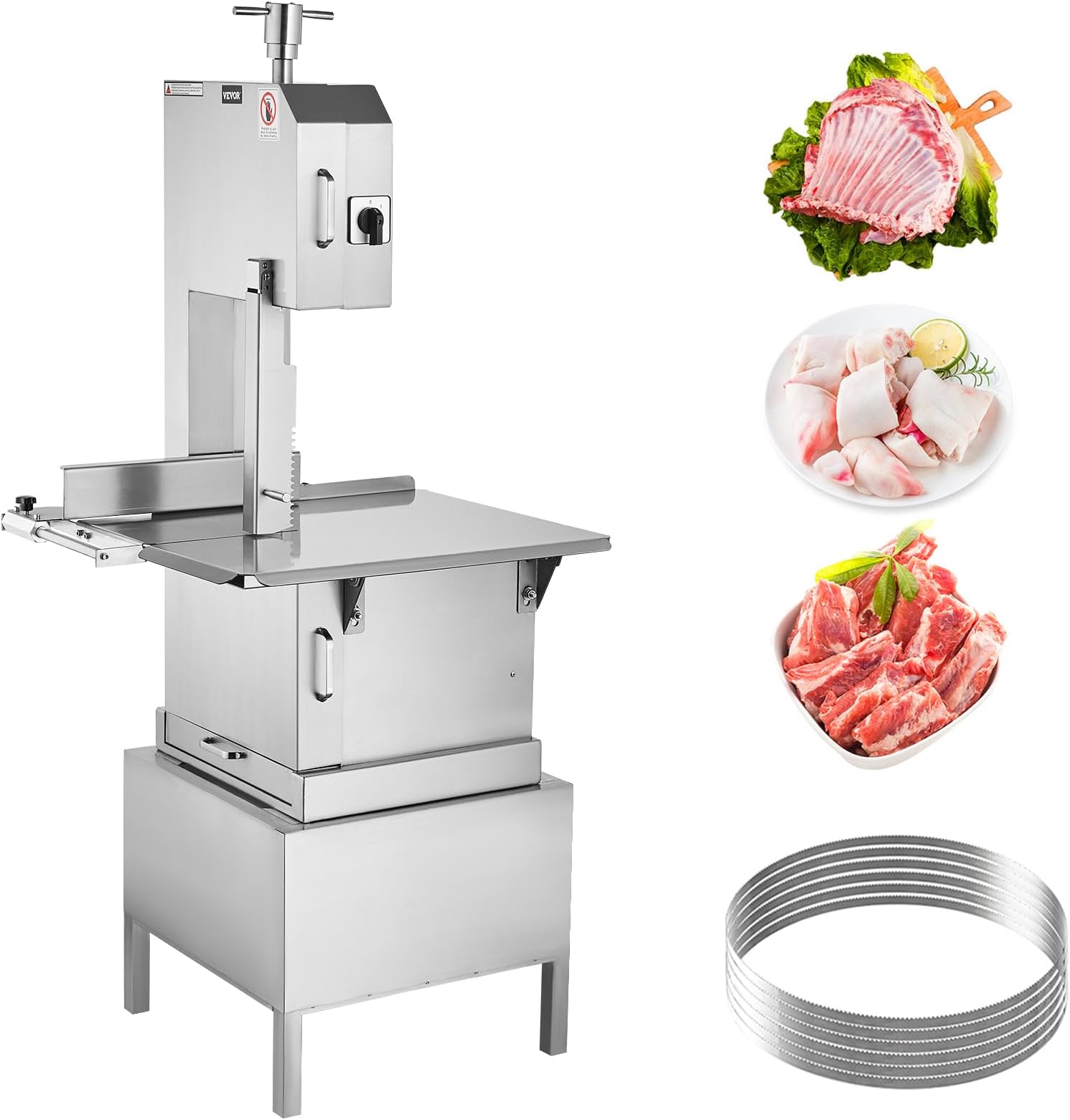 VEVOR Commercial Electric Meat Bandsaw, 2200W Stainless Steel Vertical ...