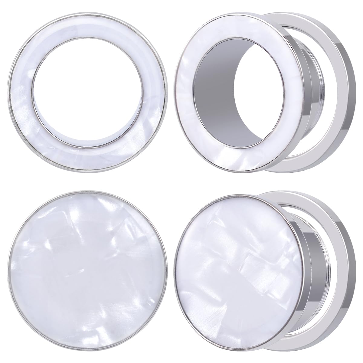 Amazon.com: POBAISITER 4PCS Stainless Steel Ear Gagues Silverlight Tunnels for Ear Screw Fit ...