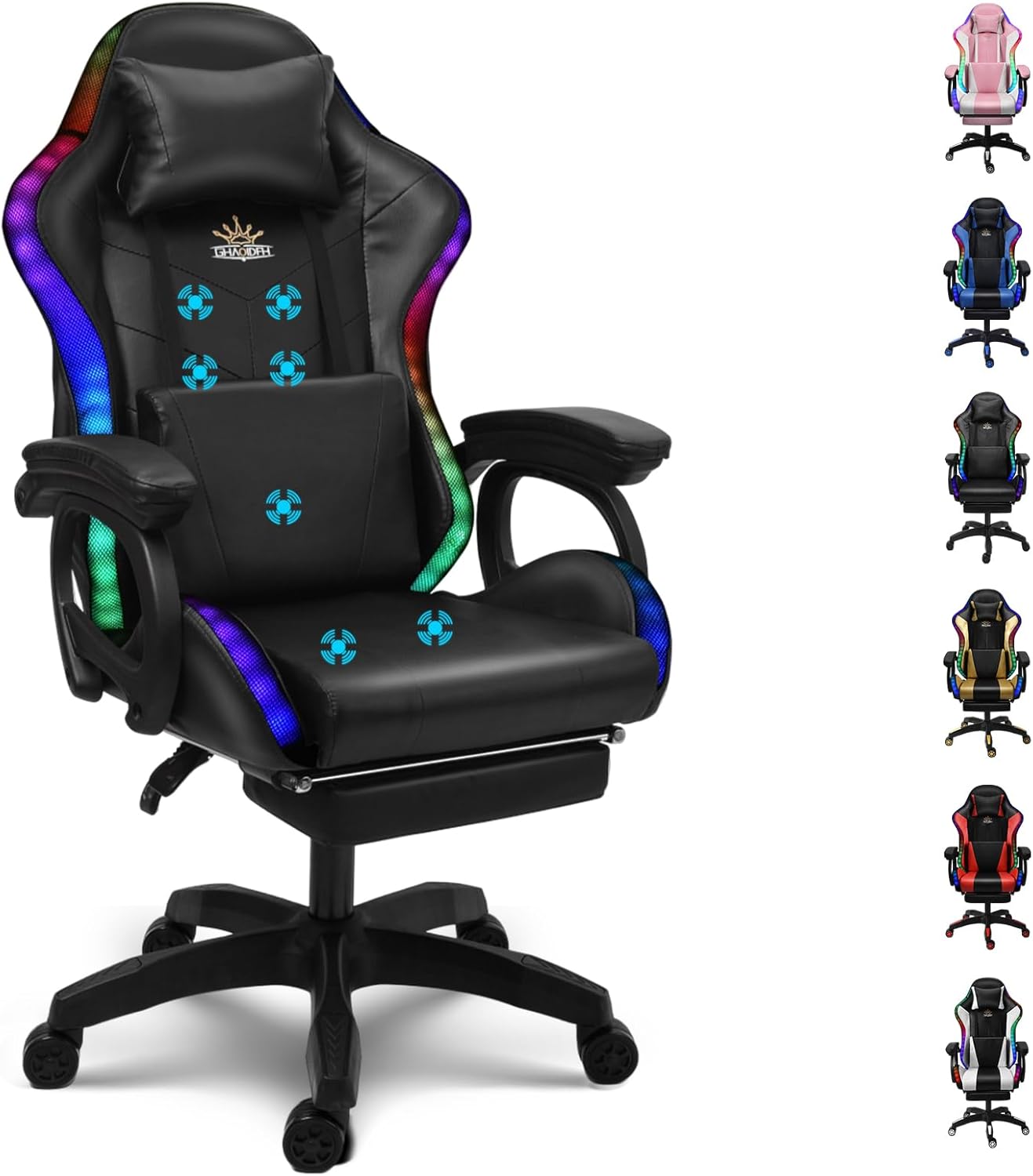 Amazon.com: FZYUAN RGB Gaming Chairs with Speakers Ergonomic Massage ...
