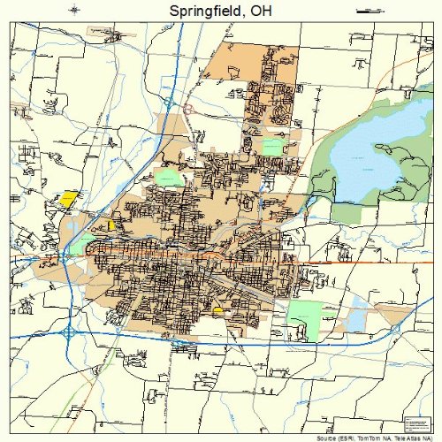 Amazon.com: Large Street & Road Map of Springfield, Ohio OH - Printed ...