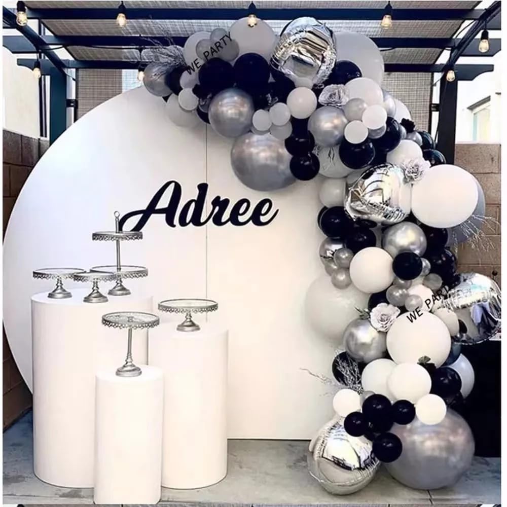 Arco Blanco Y Negro Set De 100 Globos Para Arco Negro, Dorado Y Blanco