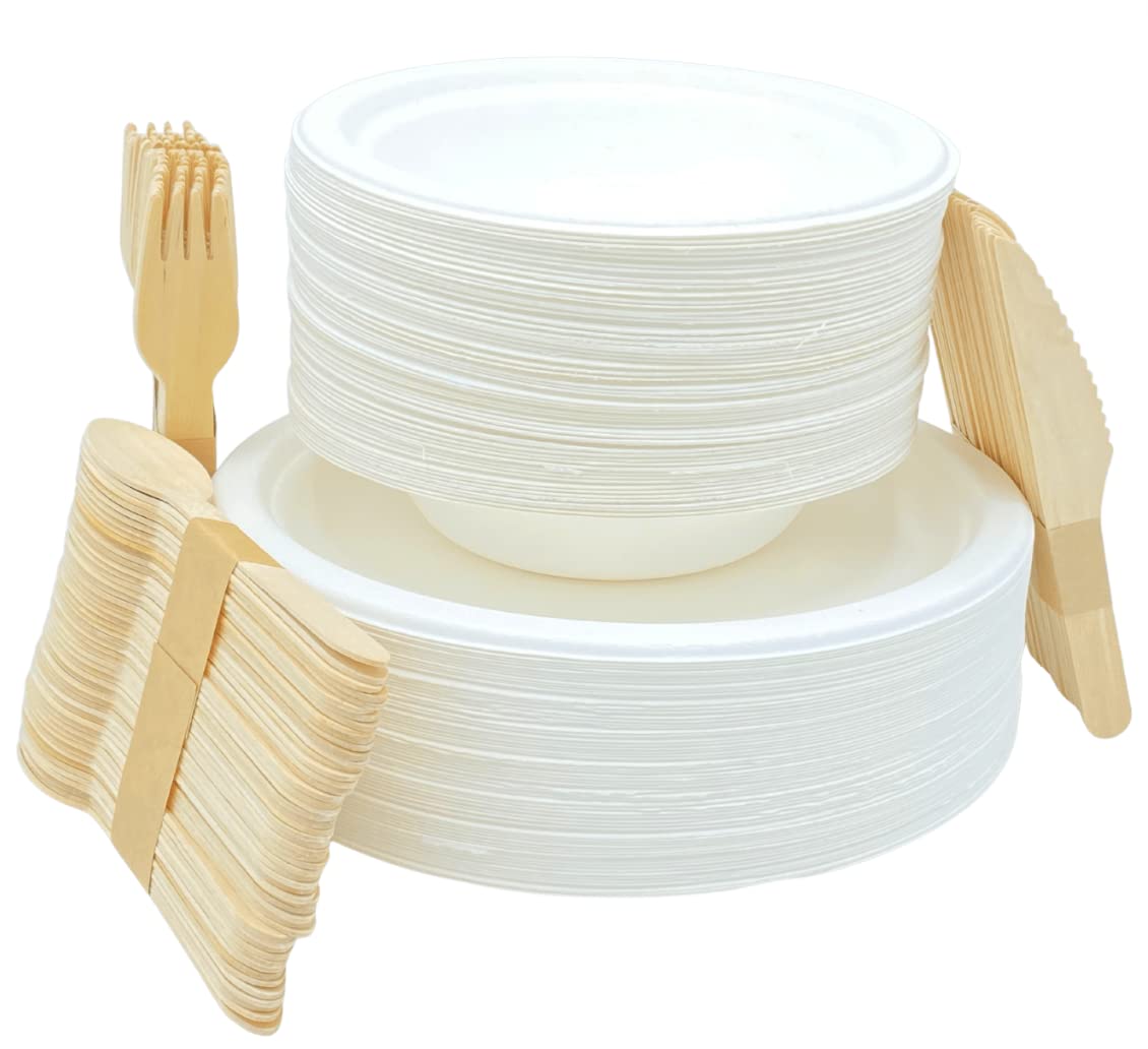 265pcs Disposable Tableware Set, Compostable and Biodegradable ...