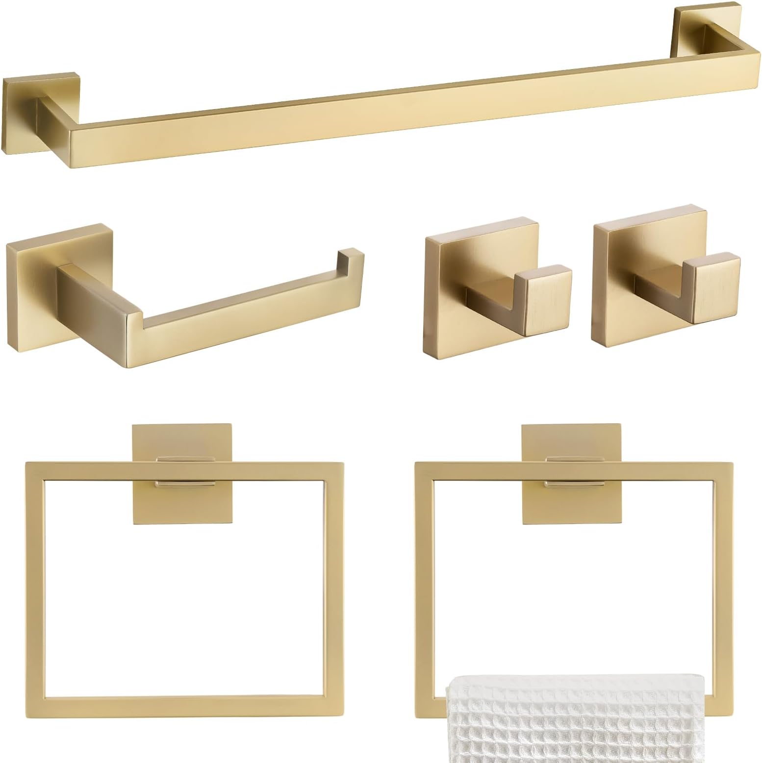 Amazon.com: TURS 5-Pieces Bathroom Hardware Set Brushed Gold Towel Bar ...
