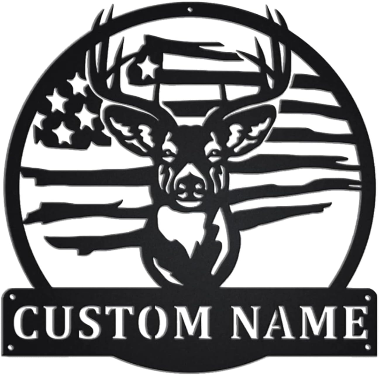Amazon.com: Nanlili PoroX USA Flag Deer Hunting Metal Sign Art ...