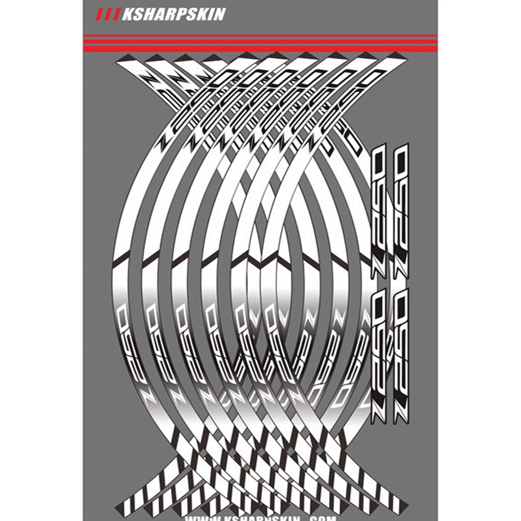 Motorcycle Wheel Rim Decals Stripes Stickers for Kawasaki Z250 (White ...