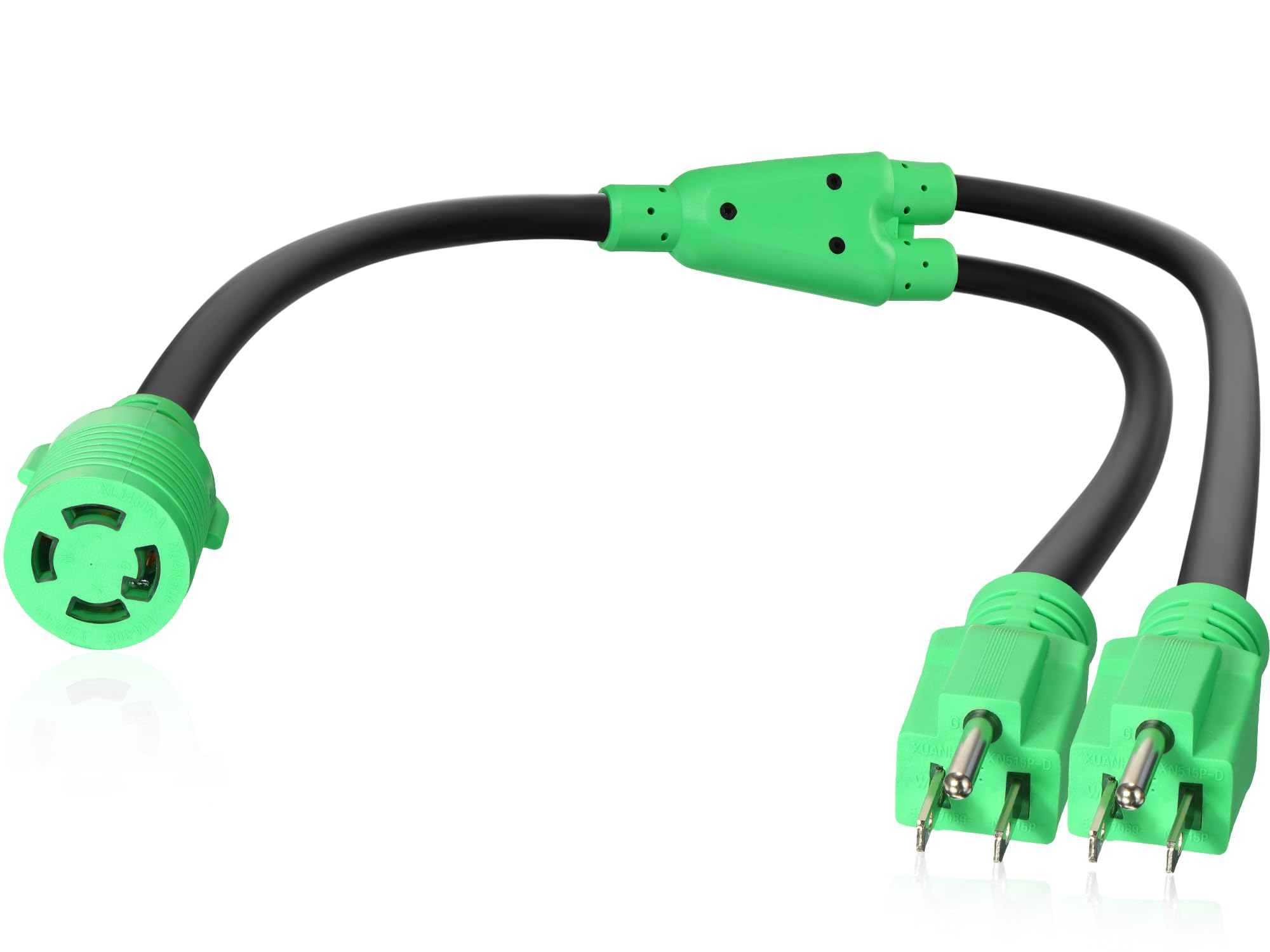 Tellegloww 2X 5-15P to L14-30R Twist Locking Generator Y Adapter Cord ...