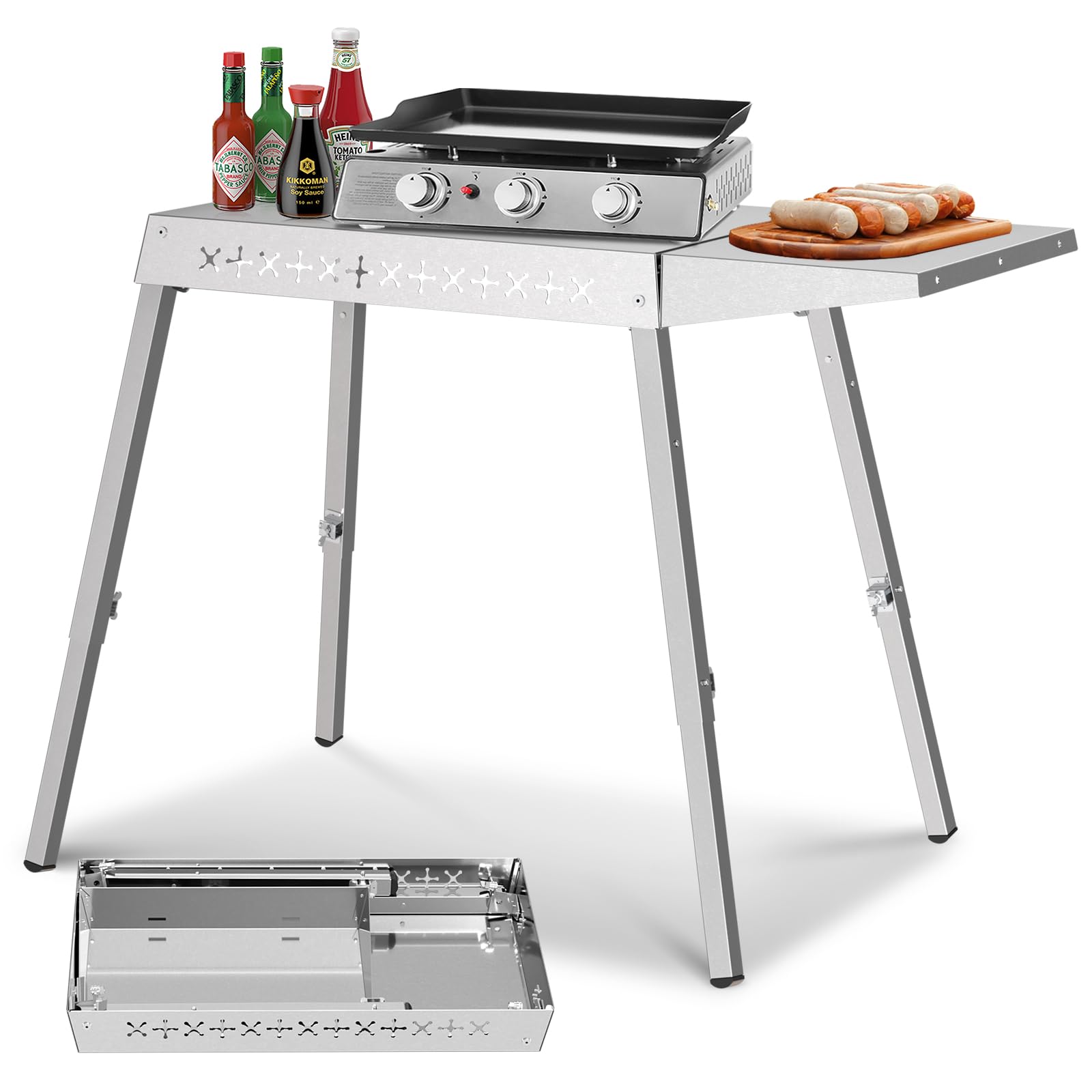 Amazon.com : R.W.FLAME Portable Grill Prep Table with Adjustable and ...