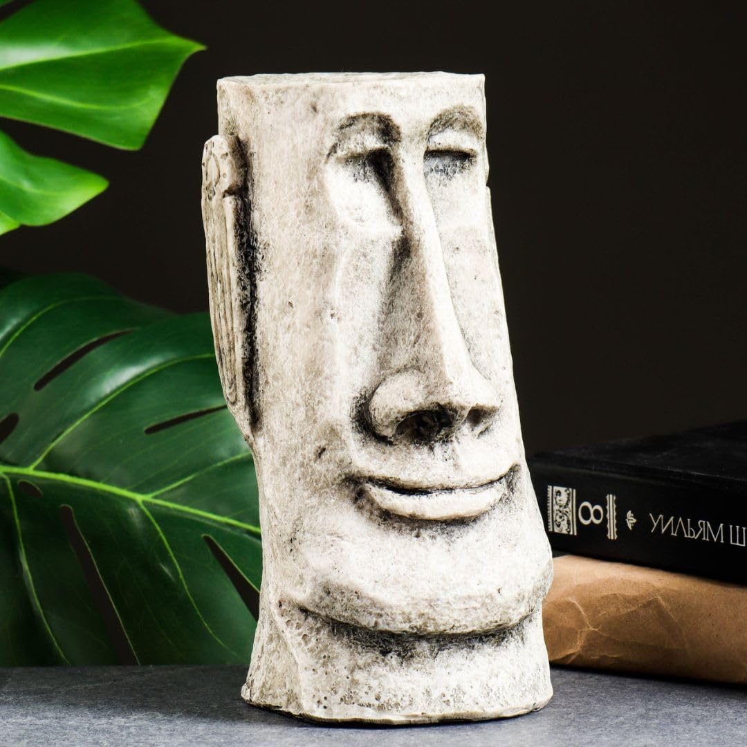 Amazon.com : AEVVV Easter Island Statue Planter - Gray Moai Head Vase 9 ...