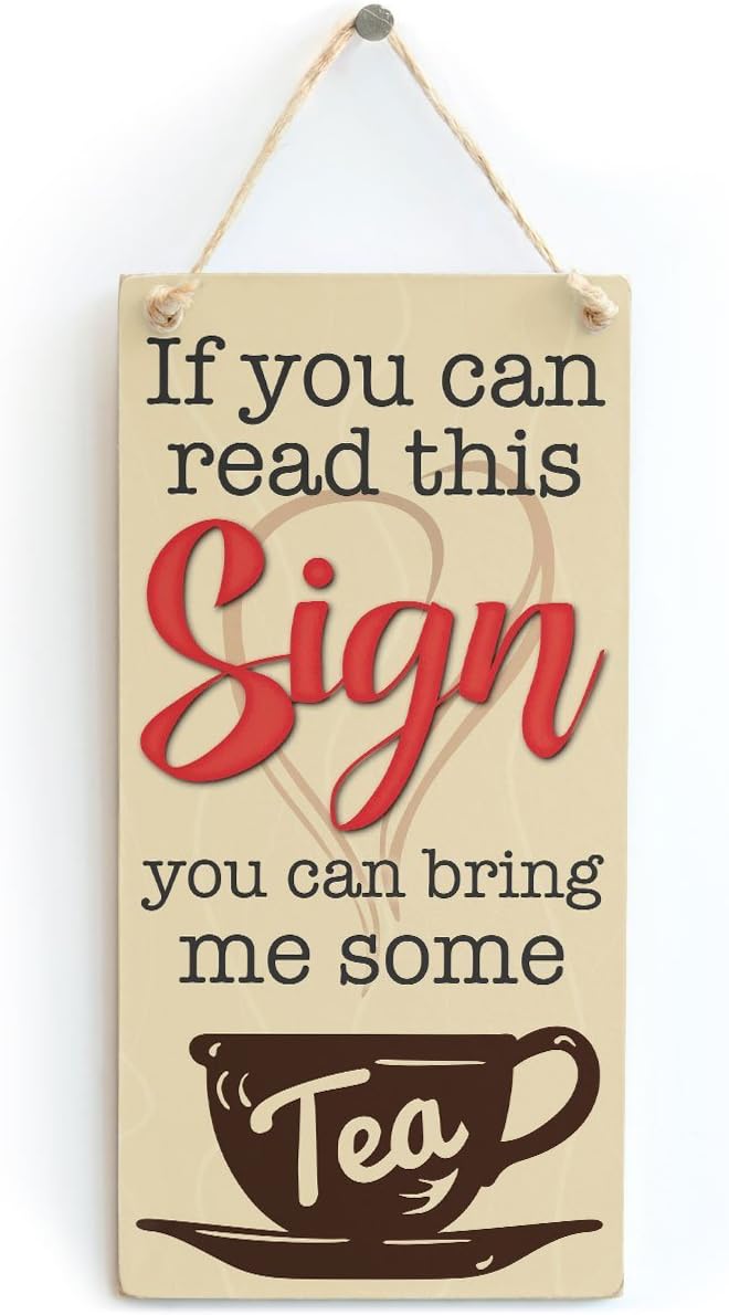 Amazon.com: Meijiafei Tea Time Vintage PVC Cup of Tea Sign for Kitchen ...