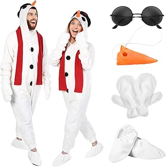 Amazon.com: Vinsatin 5 Pcs Snowman Costume Kit for Women Men Christmas ...