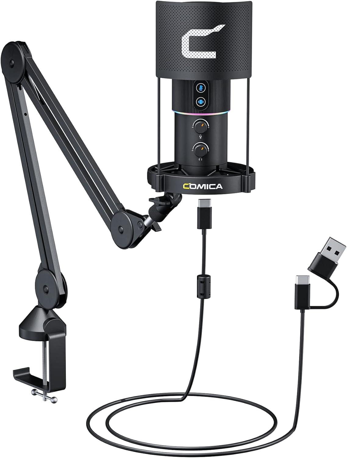 Amazon.com: COMICA STA-U2A RGB Cardioid Condenser USB Microphone Kit ...