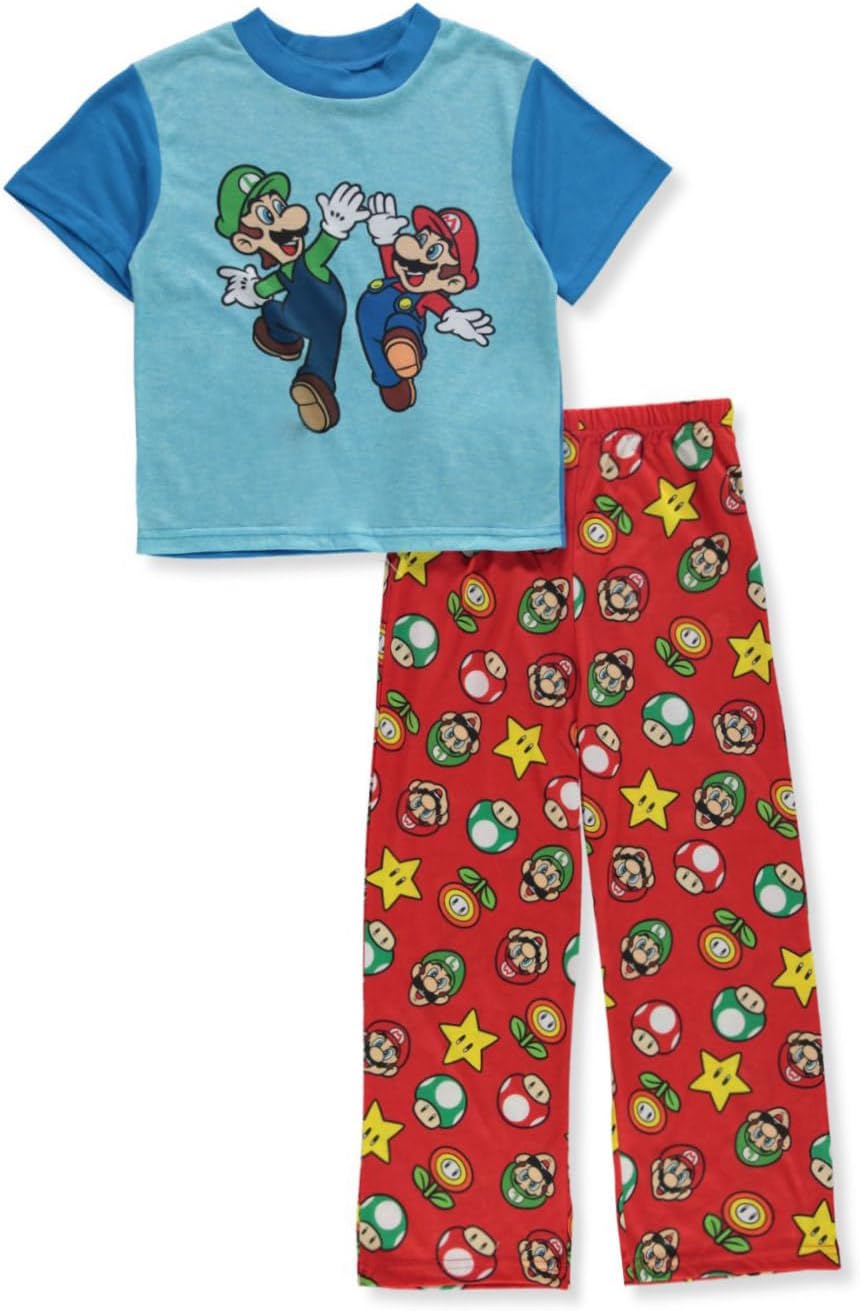Amazon.com: Nintendo Boy's Super Mario High Five Pajama Sleepwear Set ...