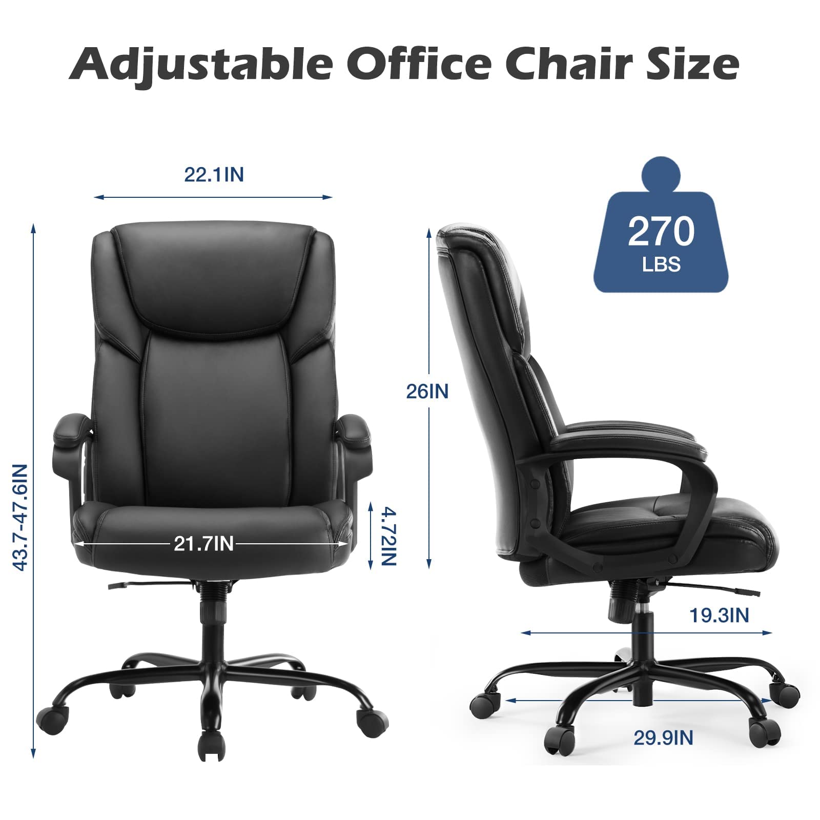 JHK Home Office Chair Ergonomic Executive Desk with 360°Swivel Wheels ...