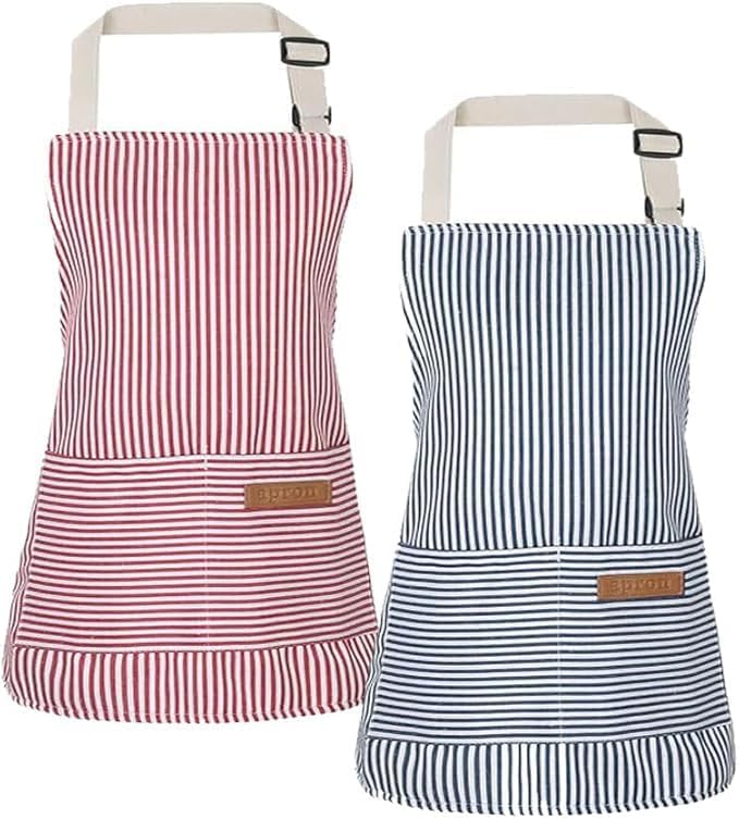 Stripes Cooking Aprons, 2Pcs Stripes Cooking Aprons with 2 Pockets ...