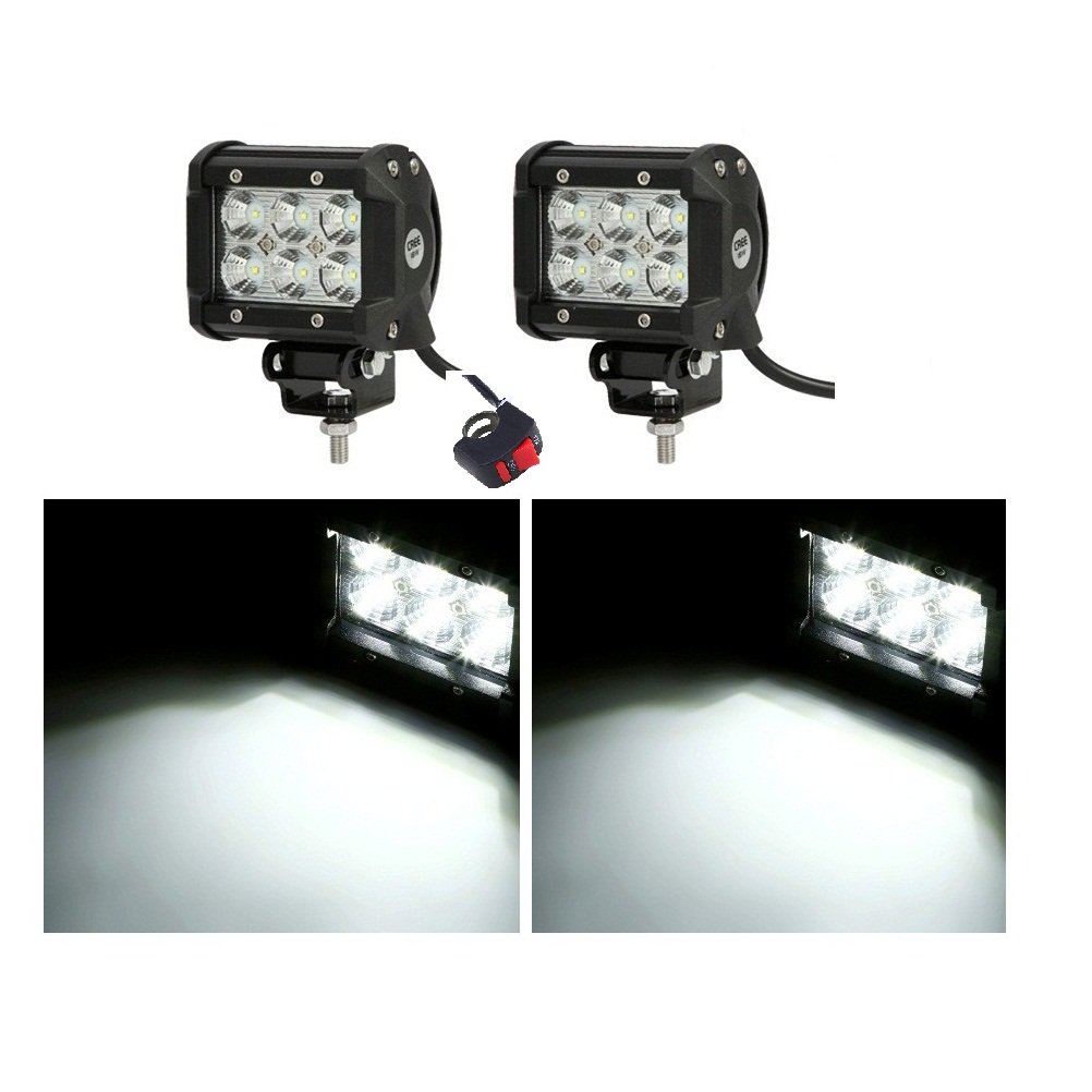 Bikers World 2Pcs 6 Led Bar Bike Fog Lights Auxiliary Lamp Work Spot ...