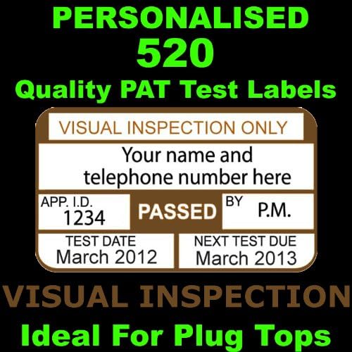 520 Personalised Visual Inspection ONLY Pat Test Labels : Amazon.co.uk ...