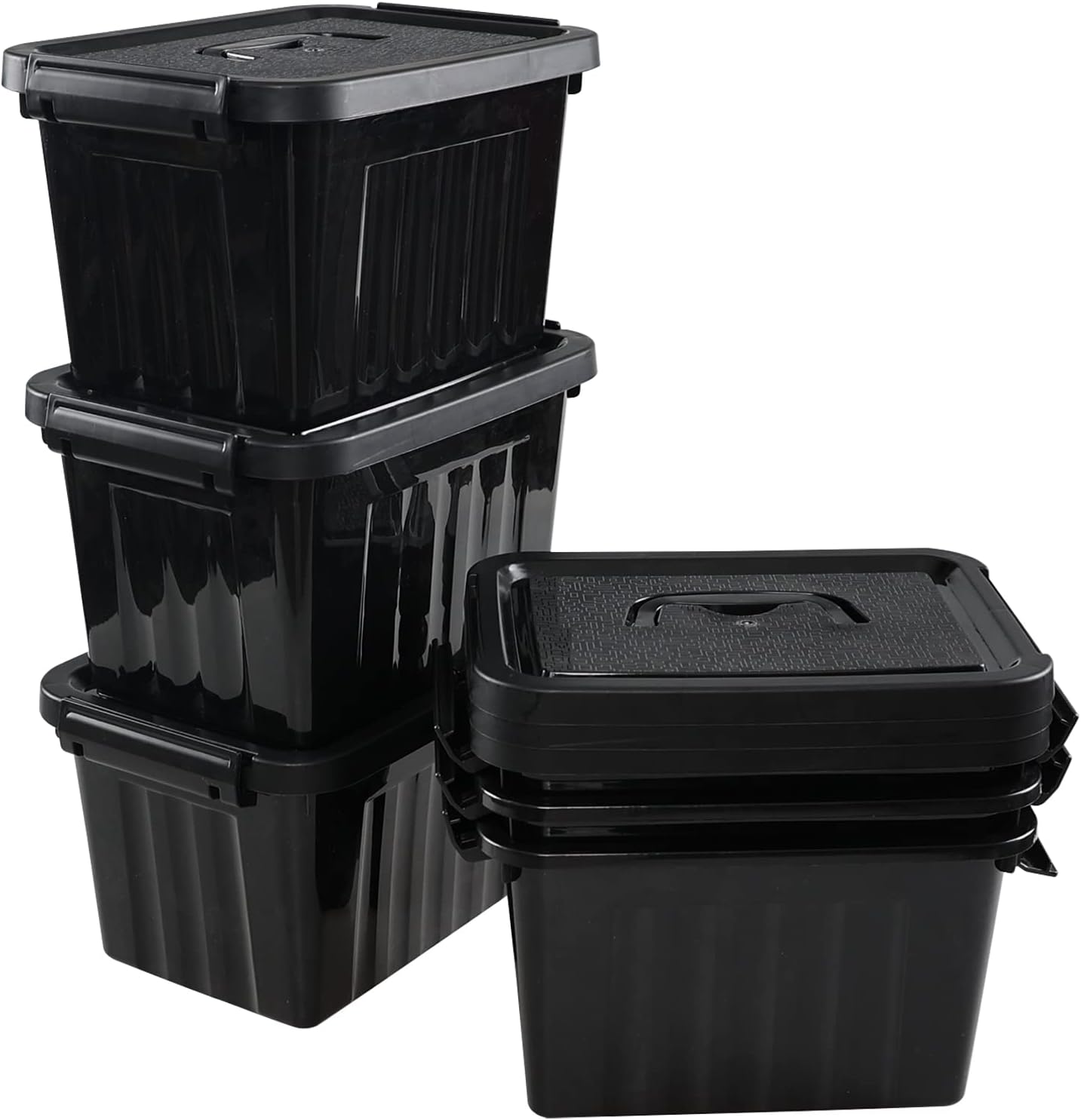 Amazon.com - Kiddream Plastic Black Storage Bins with Handles, 6 Quart ...